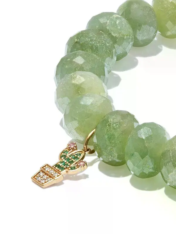 SYDNEY EVAN 14kt Yellow Cactus Charm Beaded Bracelet
