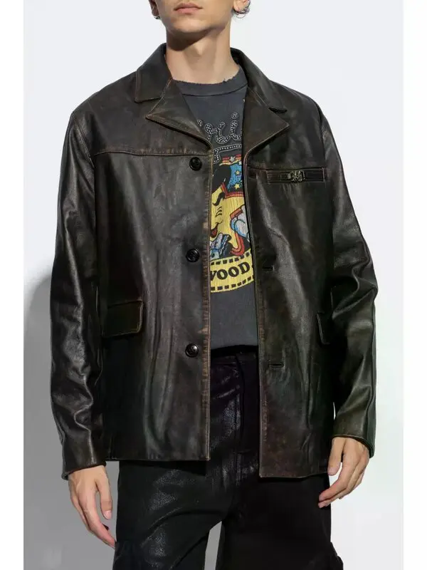 Amiri Single-breasted Leather Jacket