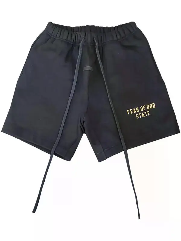 Fear Of God Logo-print Thigh Length Track Shorts - Black