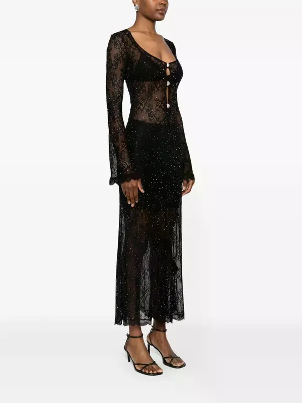 NISSA Lace Embellished Midi Dress