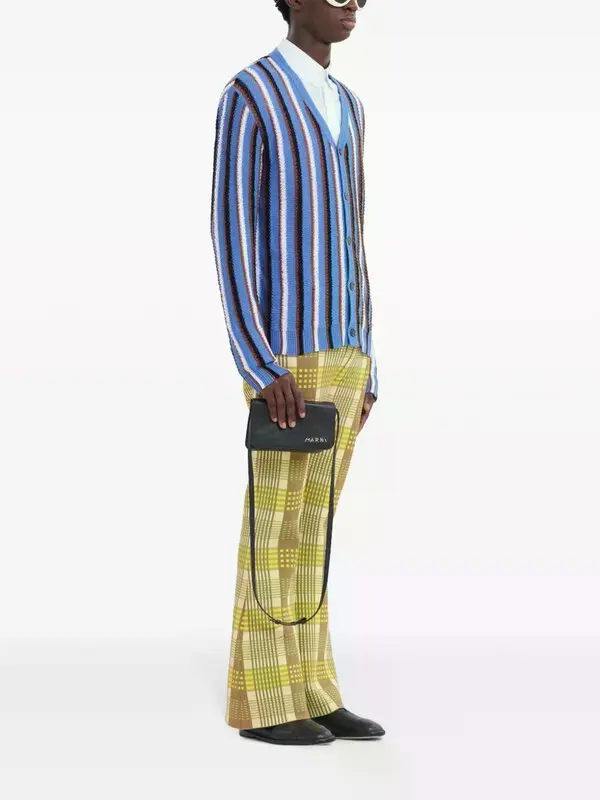 Marni Striped Cotton V-neck Cardigan
