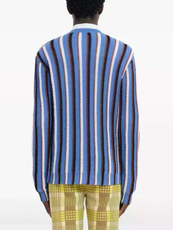 Marni Striped Cotton V-neck Cardigan