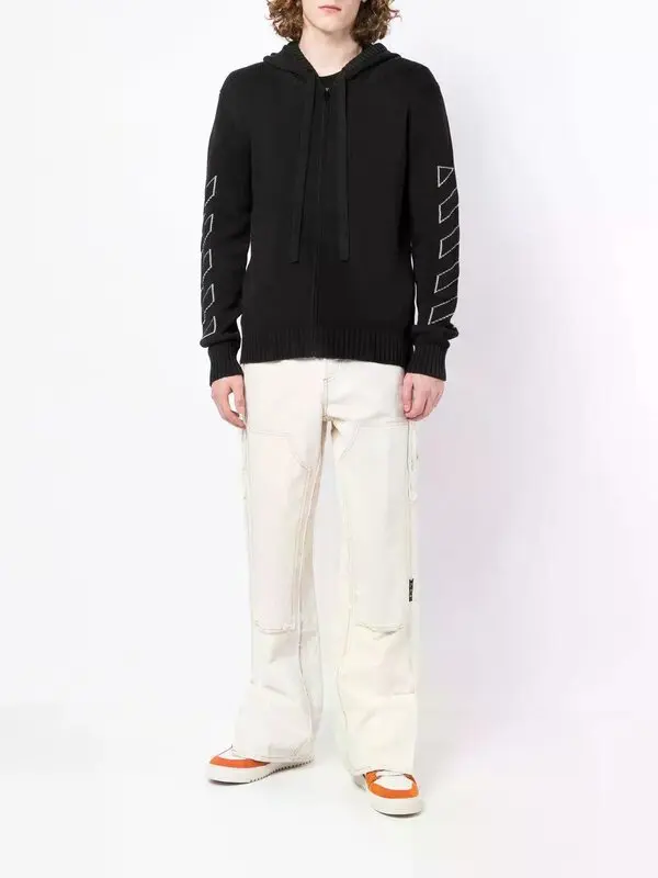 Off-White Diag Outline Knitted Zip-up Hoodie