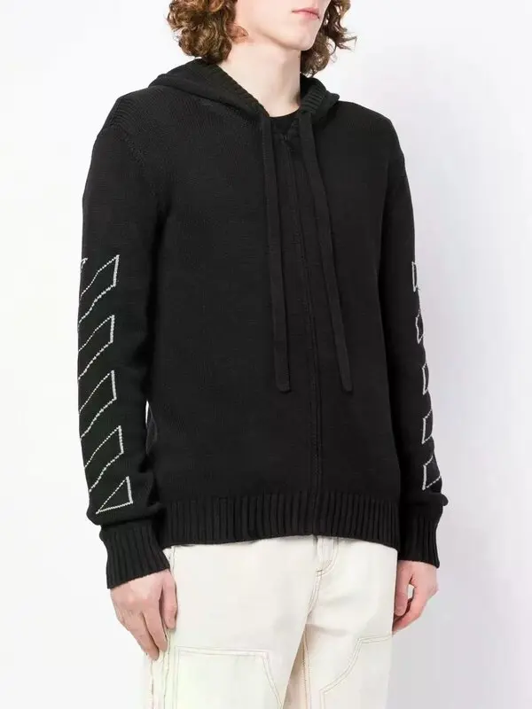 Off-White Diag Outline Knitted Zip-up Hoodie