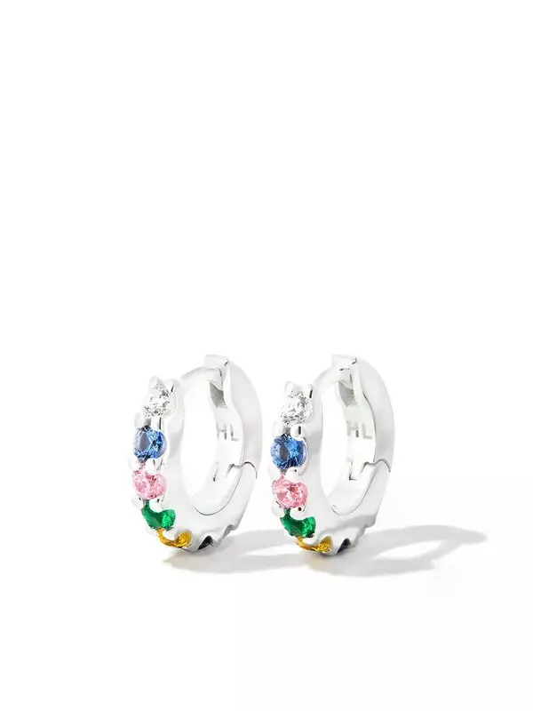 HATTON LABS Multi-stone Hoop Earrings - Silver