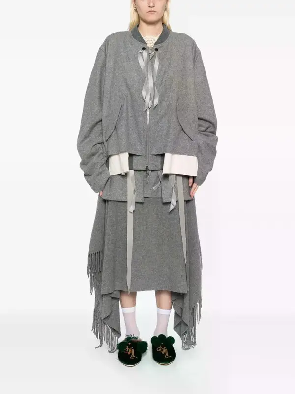 MIDORIKAWA Raw Edge Skirt With Fringe Detailing
