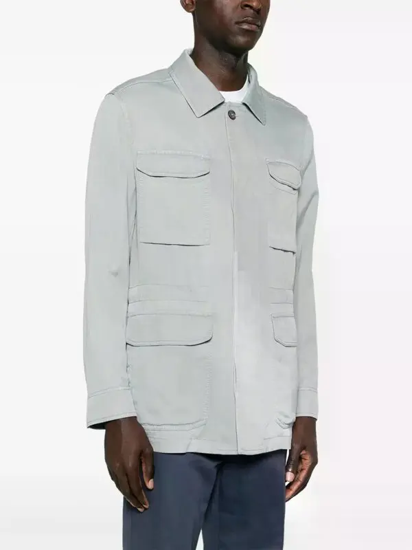 Brioni Aqua Silk-linen Blend Sahariana Shirt Jacket
