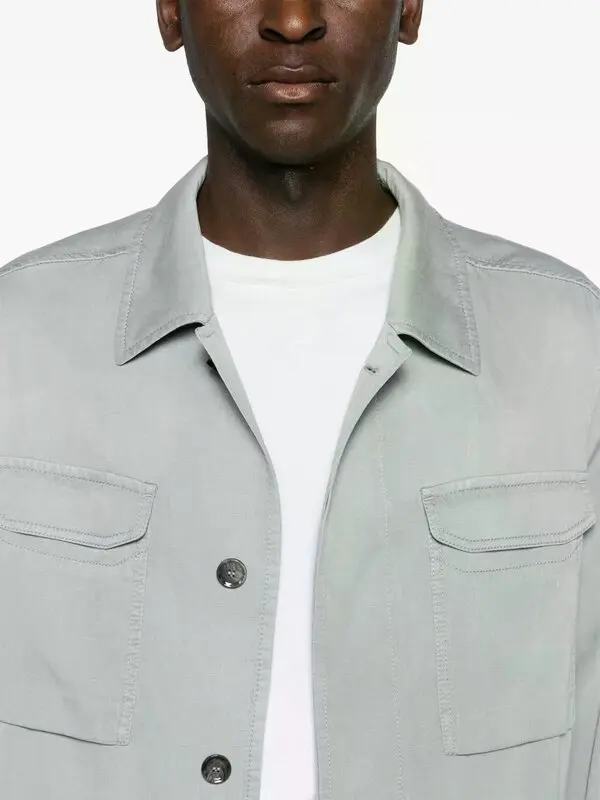 Brioni Aqua Silk-linen Blend Sahariana Shirt Jacket
