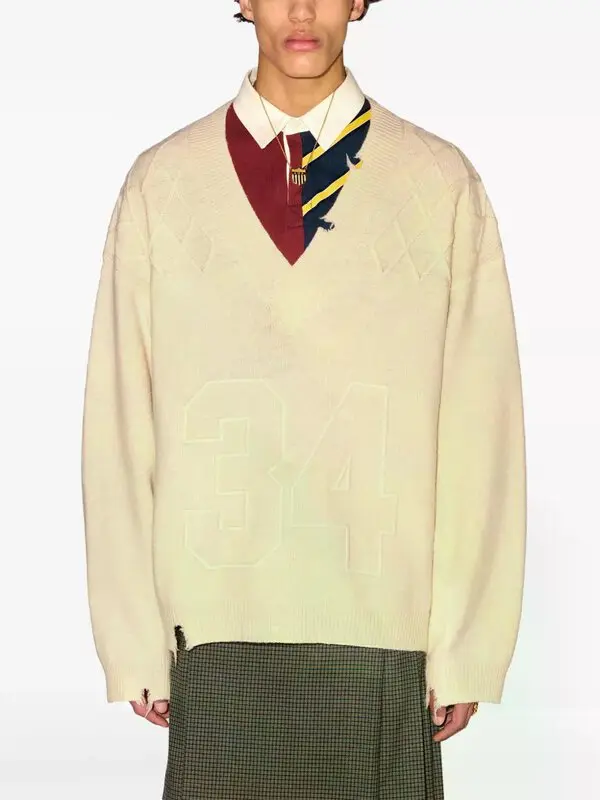 AMBUSH Number Embroidered V-neck Jumper