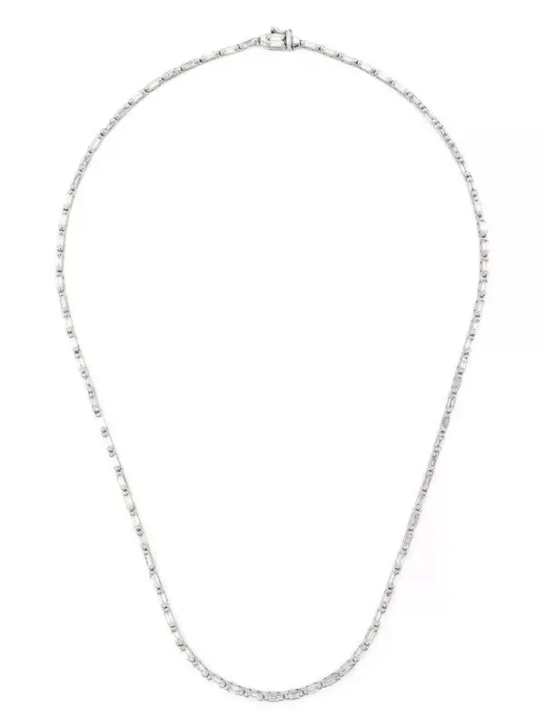 SUZANNE KALAN 18kt White Gold Linear Diamond Tennis Necklace - Silver