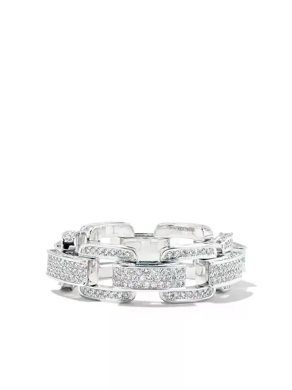 Shay 18k White Gold Deco Link Diamond Ring