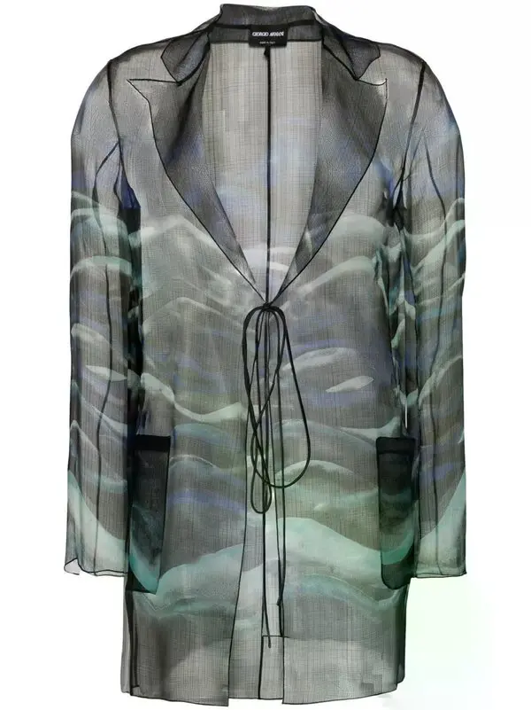 Giorgio Armani Abstract Print Silk Blouse - Black