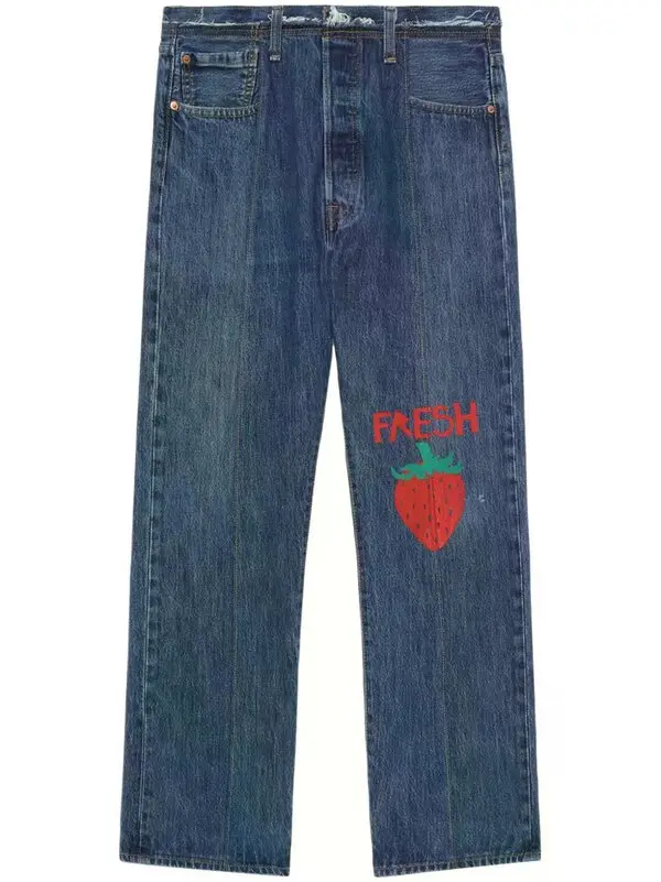 WESTFALL Cotton Denim Jeans With Graphic Print - Blue