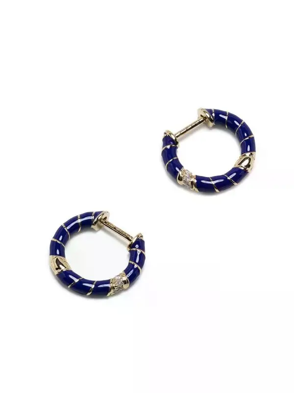 Yvonne Léon 9kt Yellow Gold Diamond And Enamel Hoop Earring