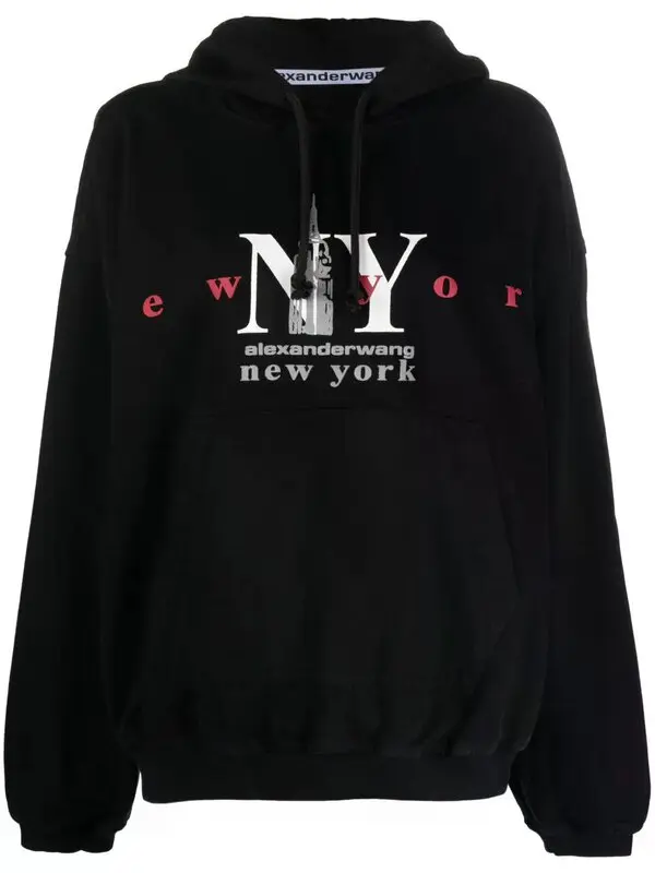 Alexander Wang Logo-print Cotton-blend Hoodie