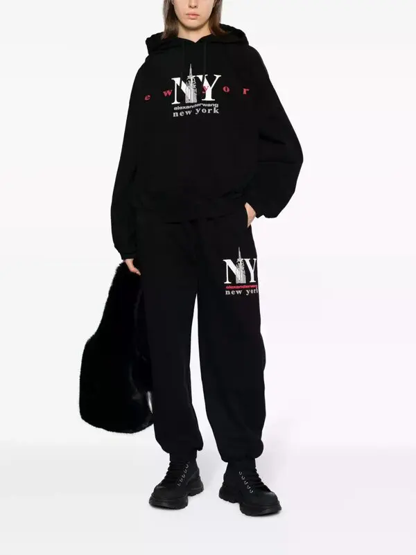Alexander Wang Logo-print Cotton-blend Hoodie
