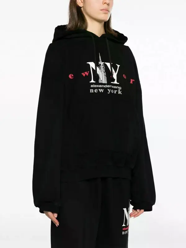 Alexander Wang Logo-print Cotton-blend Hoodie