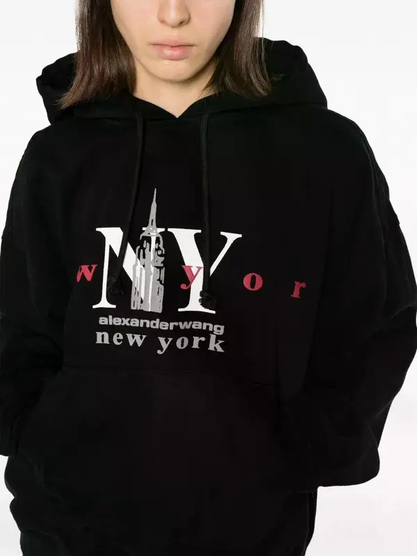 Alexander Wang Logo-print Cotton-blend Hoodie