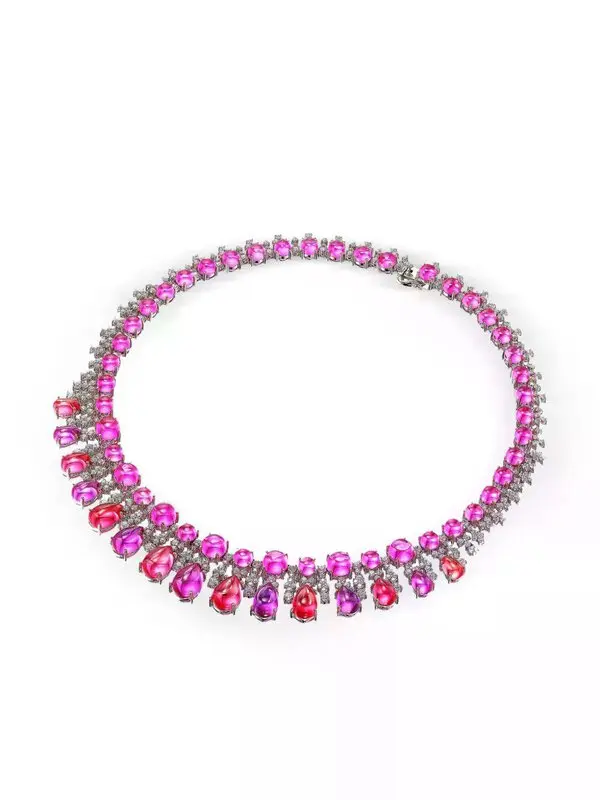 ANABELA CHAN 18kt White Gold Pomegranate Tutti Frutti Necklace - Silver