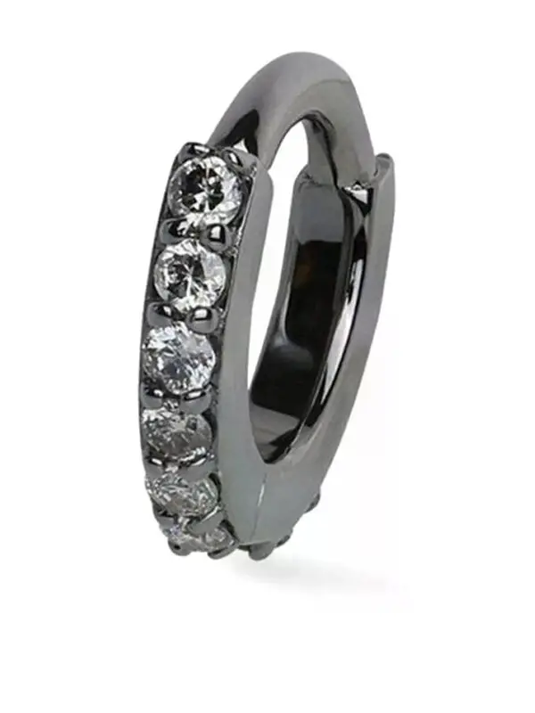 LARK & BERRY 14kt Gold Small Modernist Diamond Hoop Earring - Silver