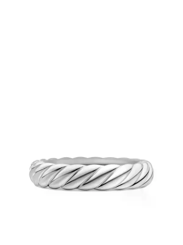 David Yurman 18kt White Gold Sculpted Cable Band Ring