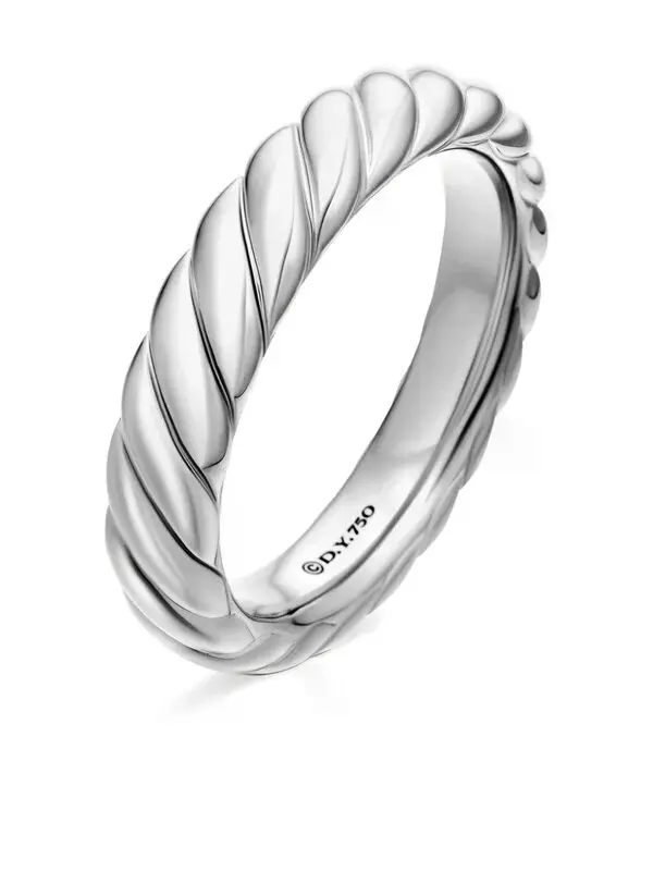 David Yurman 18kt White Gold Sculpted Cable Band Ring