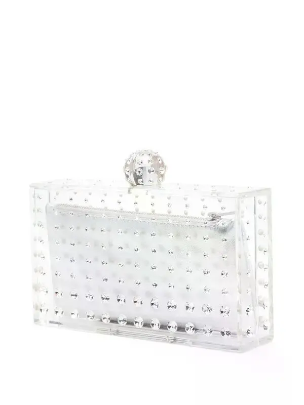AQUAZZURA Tequila Rhinestone Clutch Bag - Neutrals
