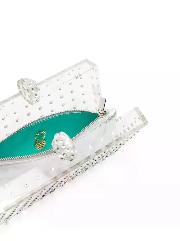 AQUAZZURA Tequila Rhinestone Clutch Bag - Neutrals