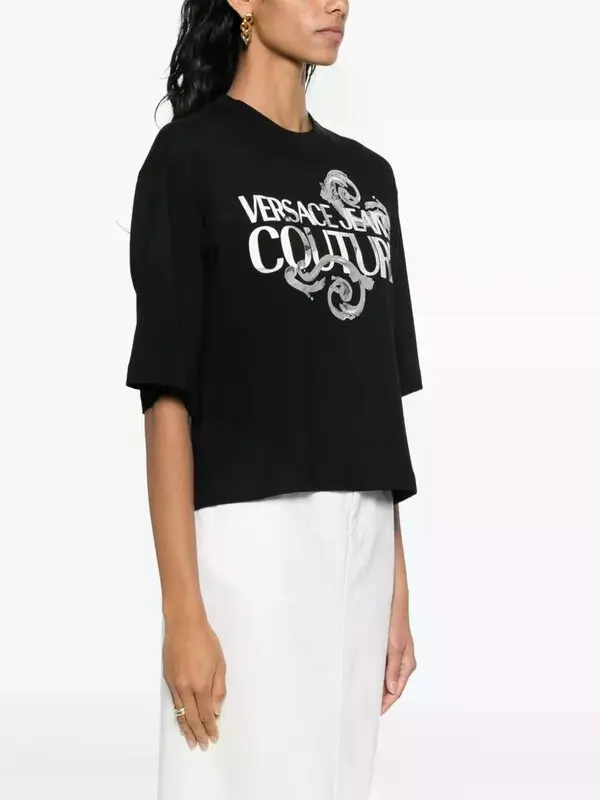 Versace Logo-print Cotton T-shirt - Black