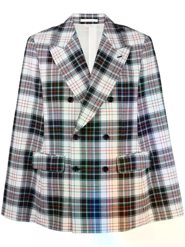 Comme Des Garçons Check-pattern Wool Blazer - Black