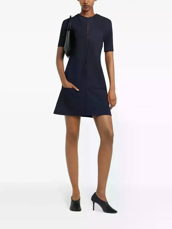 COURREGES A-line Mini Dress With Front Fastening - Blue