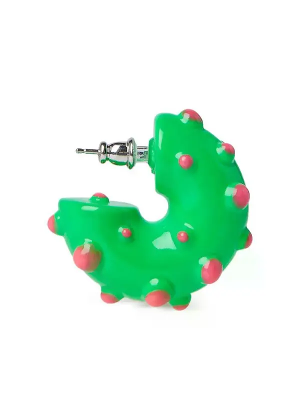 SAF SAFU Two-tone Hoop Earrings With Jade Green Glazed Finish