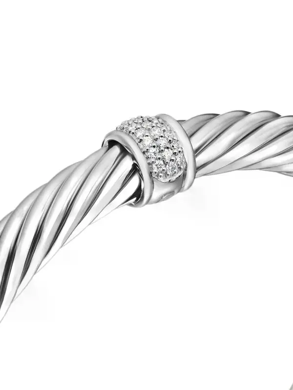 David Yurman Sterling Pavé Diamond Cable Station Bracelet