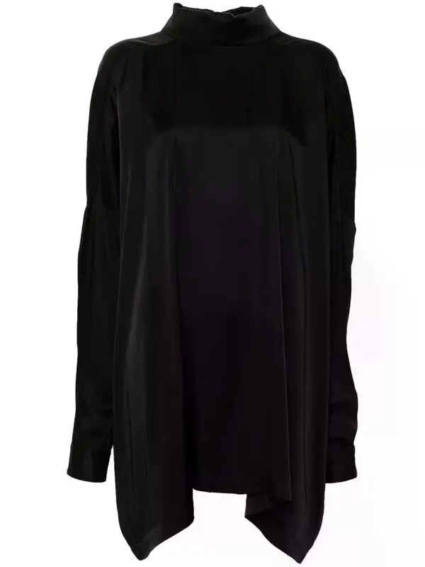 Rick Owens Satin Tabard Blouse - Black