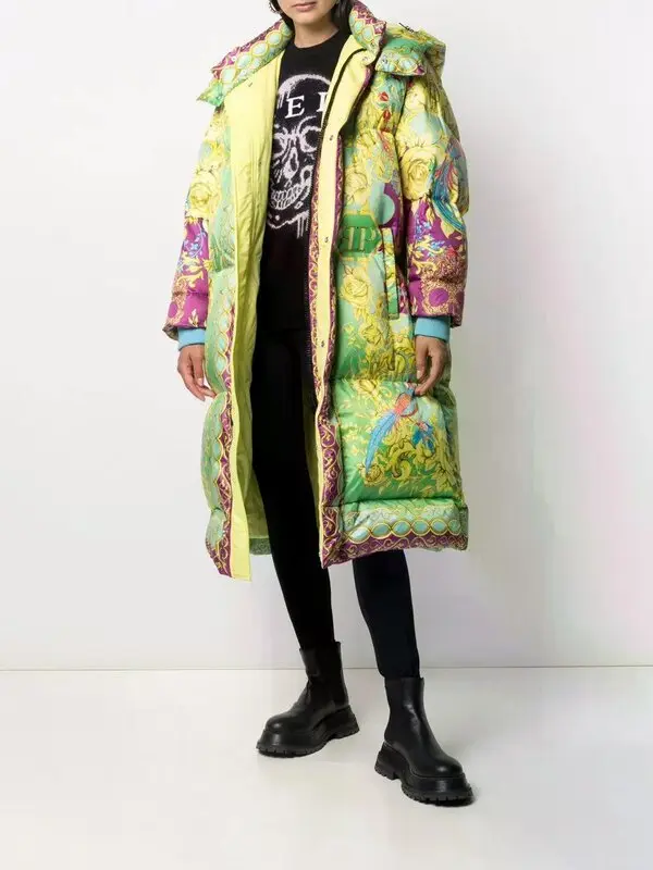 Philipp Plein Baroque-print Long Padded Jacket