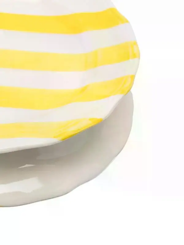 LES-OTTOMANS Striped Ceramic Plate - Yellow