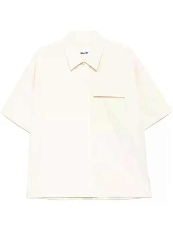 JIL SANDER Cotton Jacket With Buttoned Chest Pocket - Neutrals