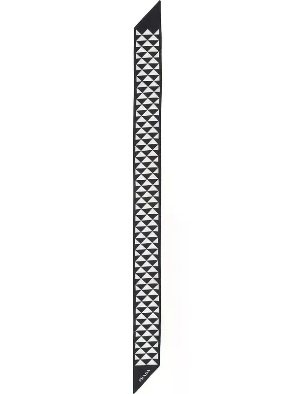 Prada Triangle-logo Twill Scarf - Black