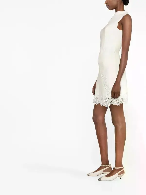 Chloé Ribbed-knit Lace-trim Mini Skirt