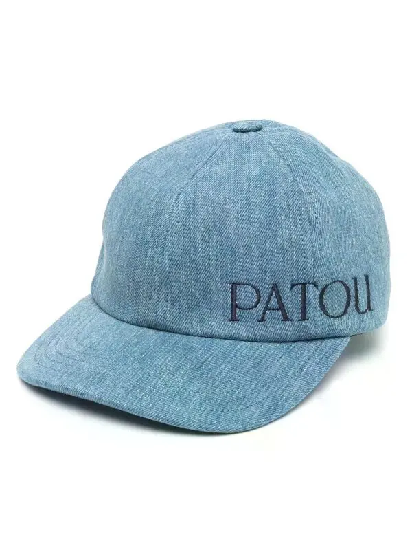 PATOU Embroidered Logo Denim Cap - Blue