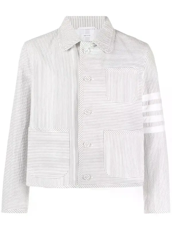 Thom Browne Unconstructed 4-bar Seersucker Jacket