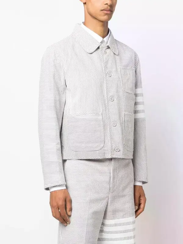 Thom Browne Unconstructed 4-bar Seersucker Jacket