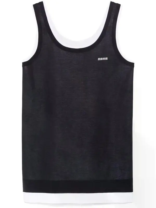 Miu Miu Knitted Poplin Mini Dress