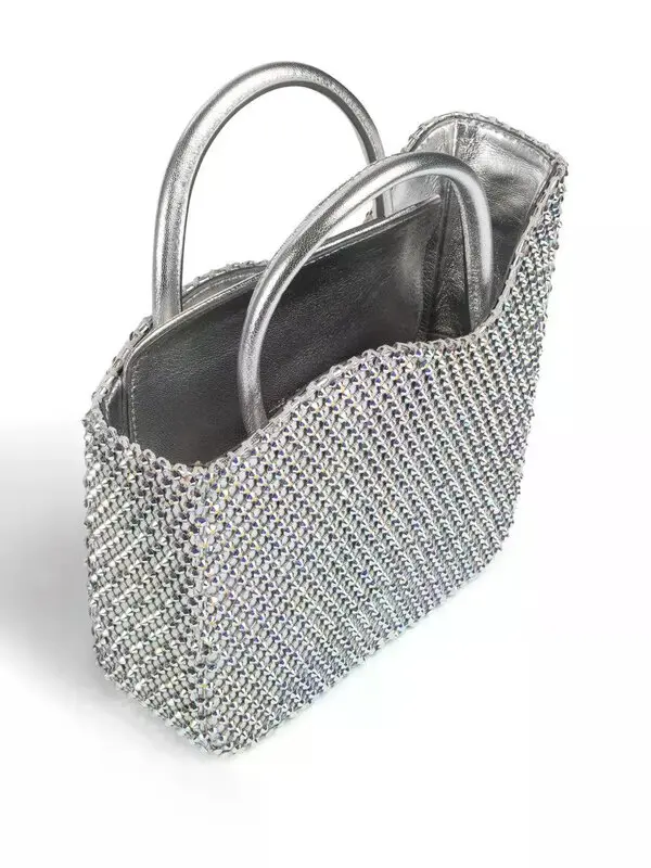LE SILLA Crystal-studded Mesh Tote Bag - Silver