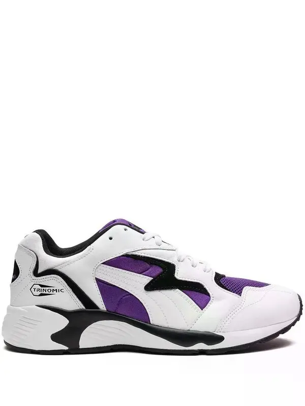 PUMA And Purple Leather Panelled Low-top Sneakers