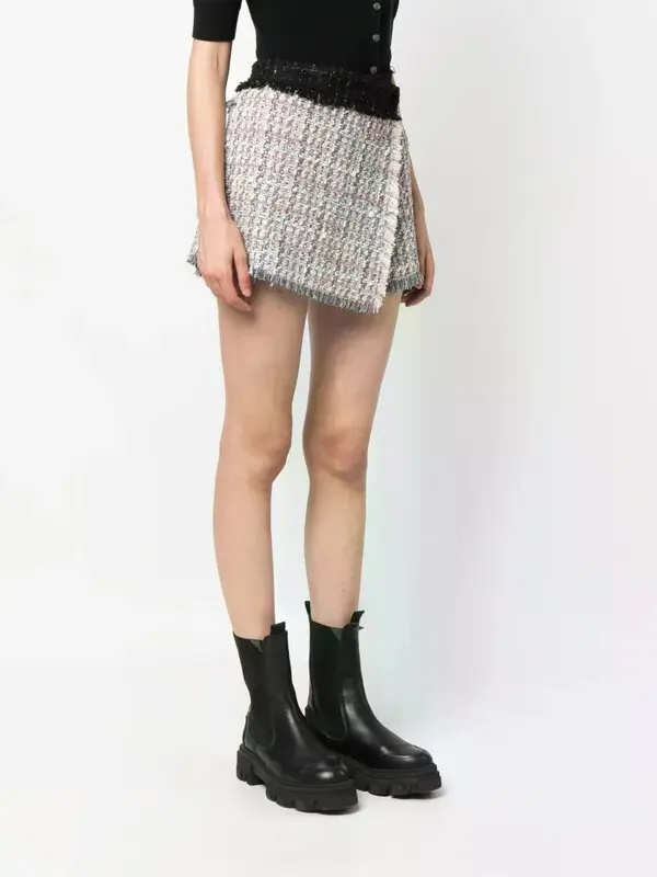 MSGM Wrap-front Tweed Skorts - Grey