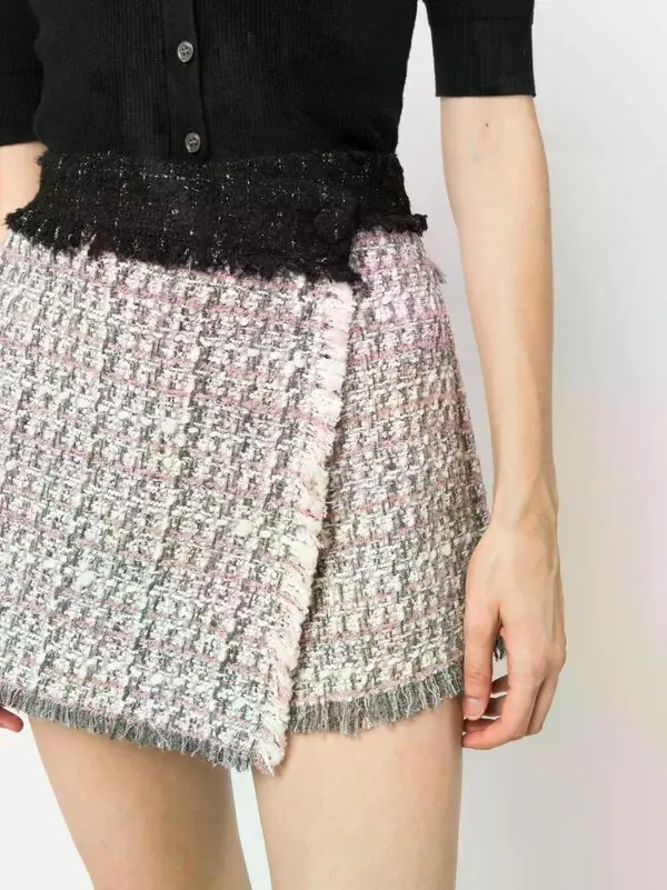 MSGM Wrap-front Tweed Skorts - Grey
