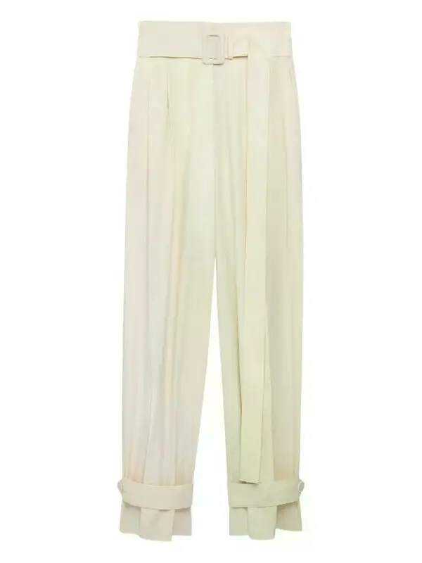 Another Tomorrow Pleated Belted Trousers