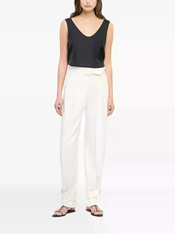 Another Tomorrow Pleated Belted Trousers