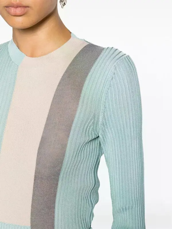Fendi Colour-block Ribbed-knit Silk-blend Top
